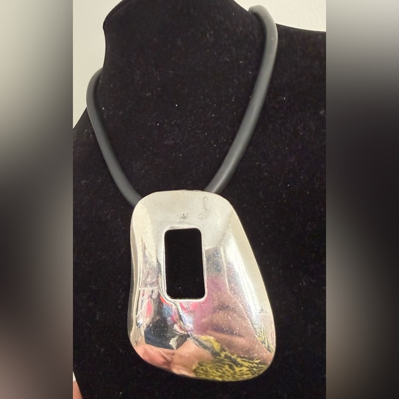 Accessories | Drool Silver And Black Modern Pendant Necklace | Poshmark